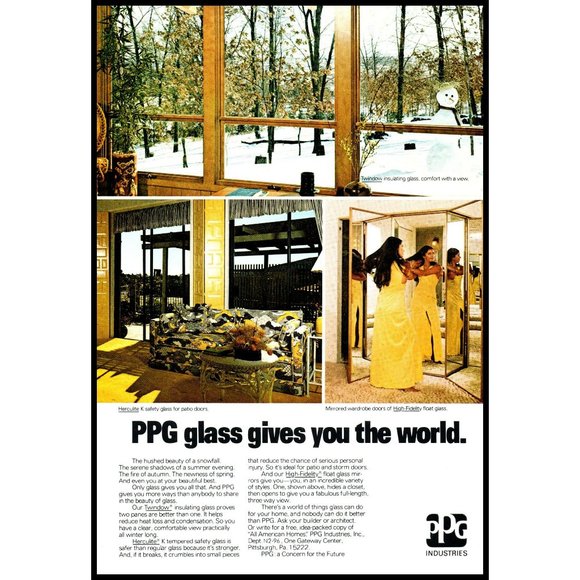 PPG | Art | 976 Ppg Glass Windows Door Vintage Print Ad Snowman Yellow ...